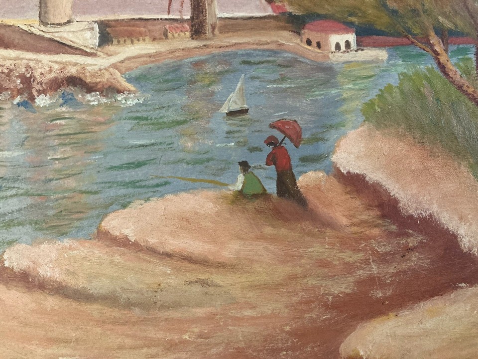 Painting Oil Panel Cardboard 1922 Sea Mediterranean Marseille ...