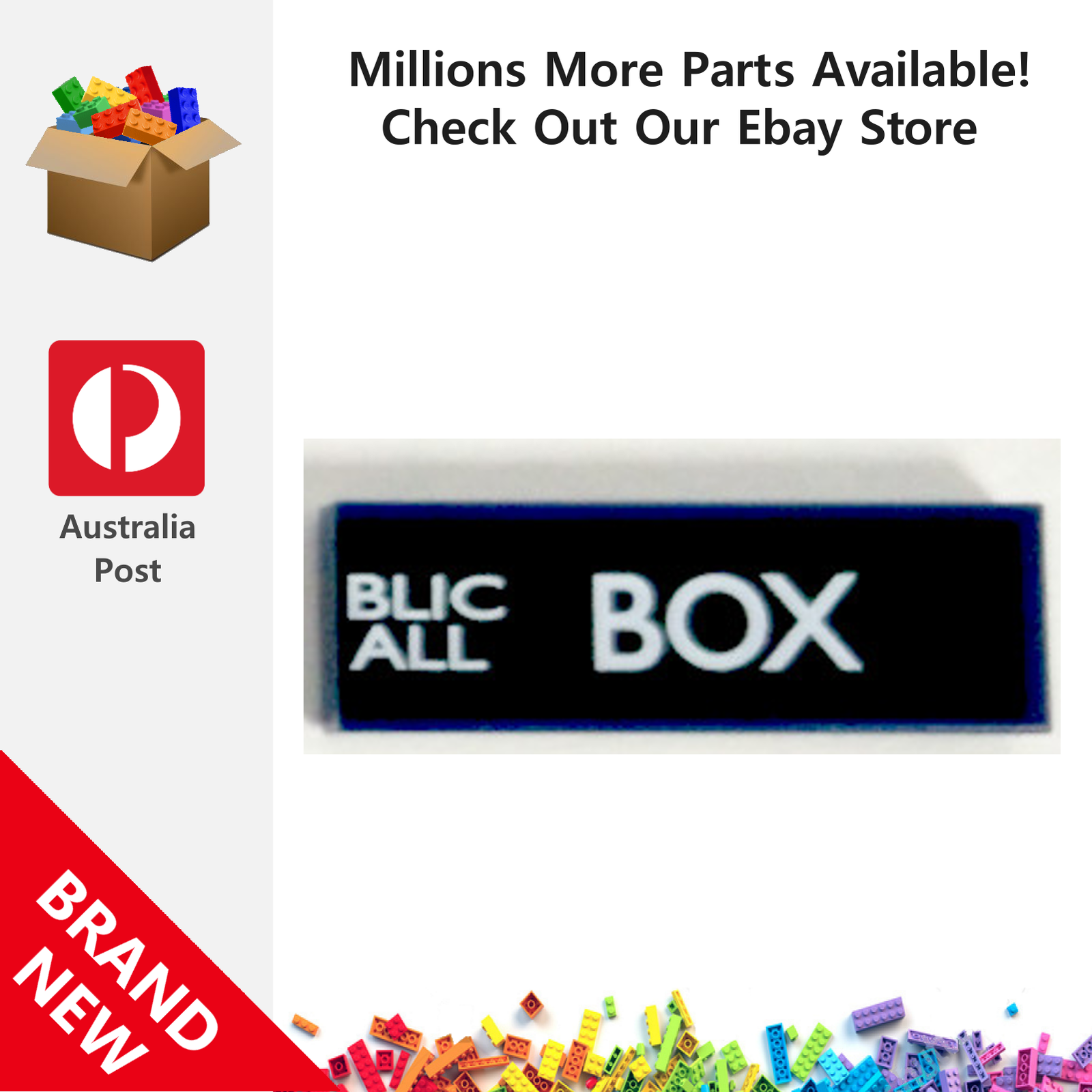 Genuine LEGO™ Dark Blue 1 x 3 with White 'BLIC' 'ALL' Tiles 63864 ...