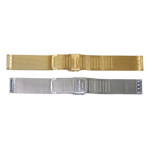 Easy Adjust Sliding Buckle Fine Mesh Watch Strap Metal Gold Plated ...