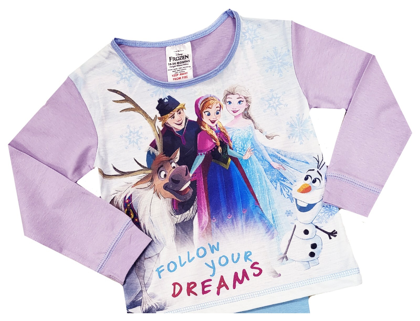 Girls Disney Frozen Pyjamas Elsa Anna Olaf Pyjamas 18 Months - 10 Years ...