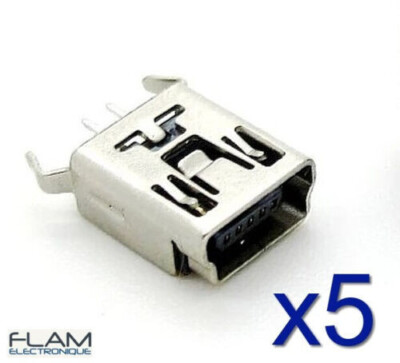5x Mini USB Type B female connector SMD to solder | eBay
