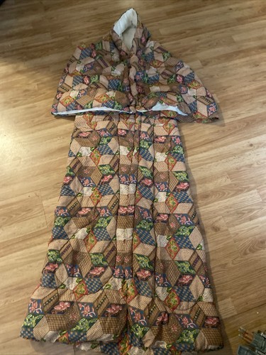 VTG Boho 70s Patchwork Wearable Sleeping Bag HIBERNATER Snuggie Zipper ...