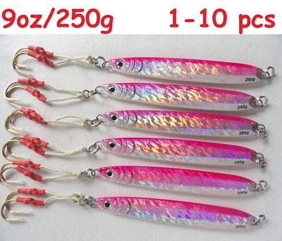 Knife Jigs 9oz /250g Pink Glow Vertical Butterfly Saltwater Lures 1 to ...