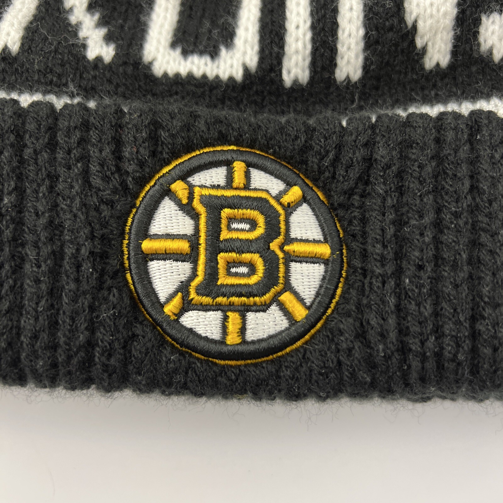NHL Boston Bruins Winter Knit Hat Cap Pom Pom 47 Brand Embroidered Logo ...