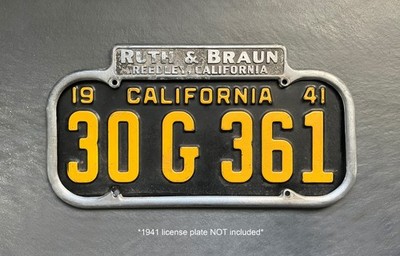 1940-1955 Reedley California Ruth & Braun License Plate Frame (Read ...