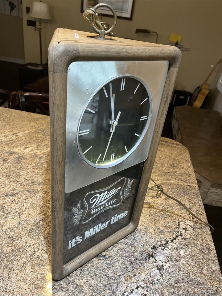 Vintage Miller High Life Beer Rotating 3 Sided Lighted Clock Sign | eBay