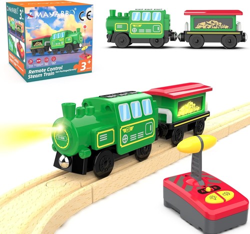 Wooden Train Accessories Battery Operated Locomotive Train, Remote ...