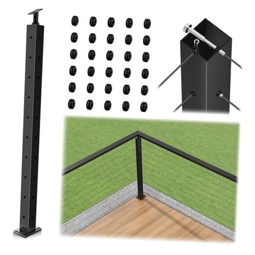 T-drilled Cable Railing Corner Post, 90 36" 1 Corner Post T Drilled-1 ...