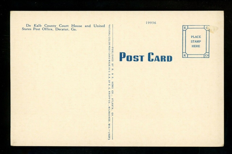 Post Office postcard Georgia GA Decatur De Kalb County Court House ...