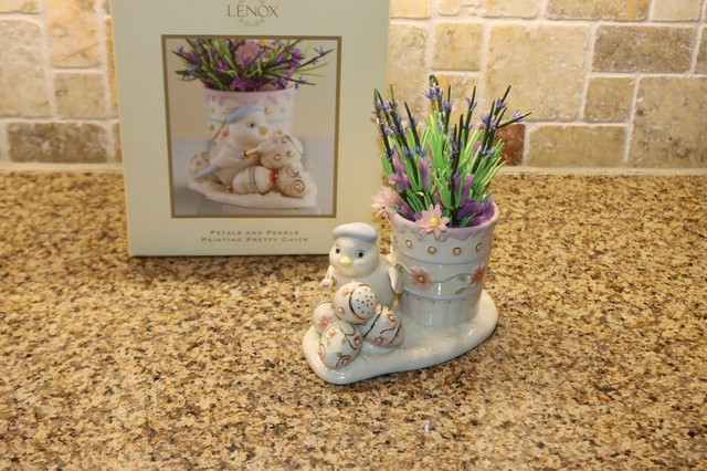 Lenox Painting Pretty Chick Petals and Pearls Flower Pot Planter Vase ...