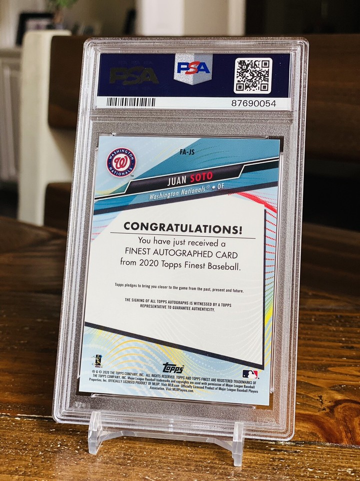 2020 Finest Juan Soto Gold Refractor Auto /50 PSA 9 Autograph 2nd Year ...