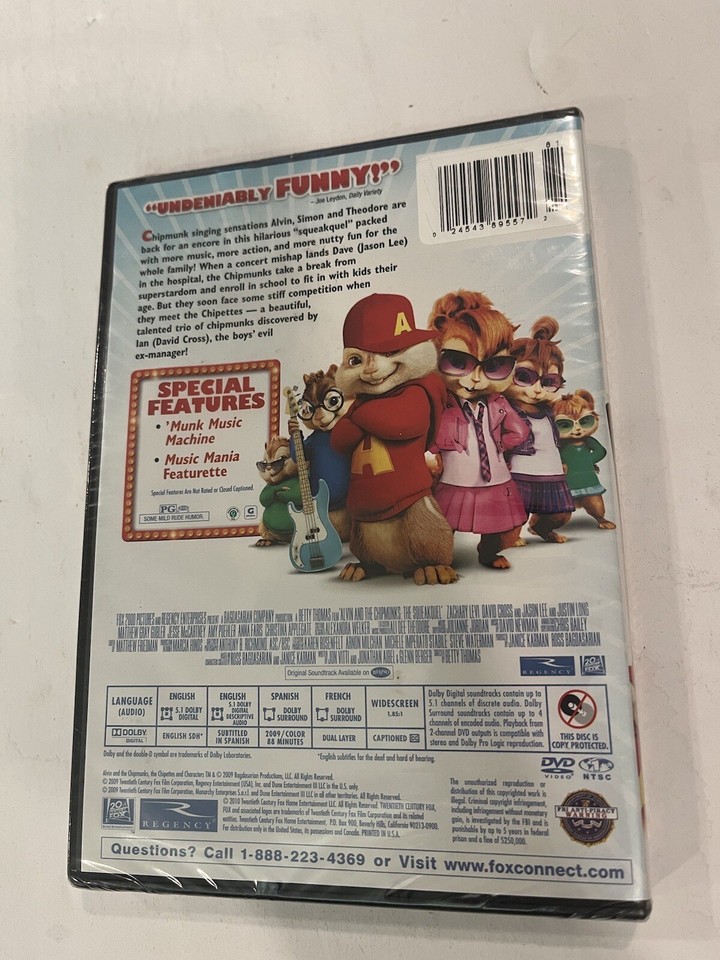 Alvin and the Chipmunks: The Squeakquel DVD Sealed New | eBay