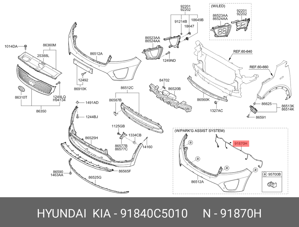 2014-2017 Kia Sorento OEM Front Bumper Sensors Wiring Harness ...