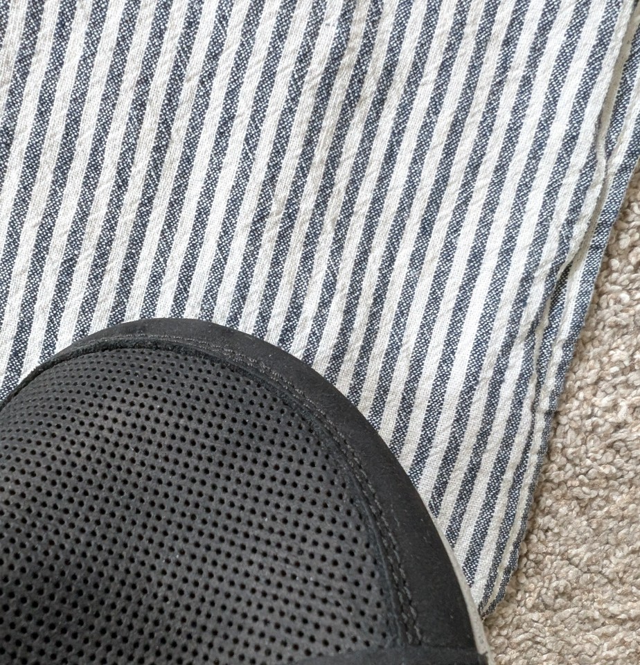 Pottery Barn sham navy blue striped button 26” Wheaton pillow cover NO ...