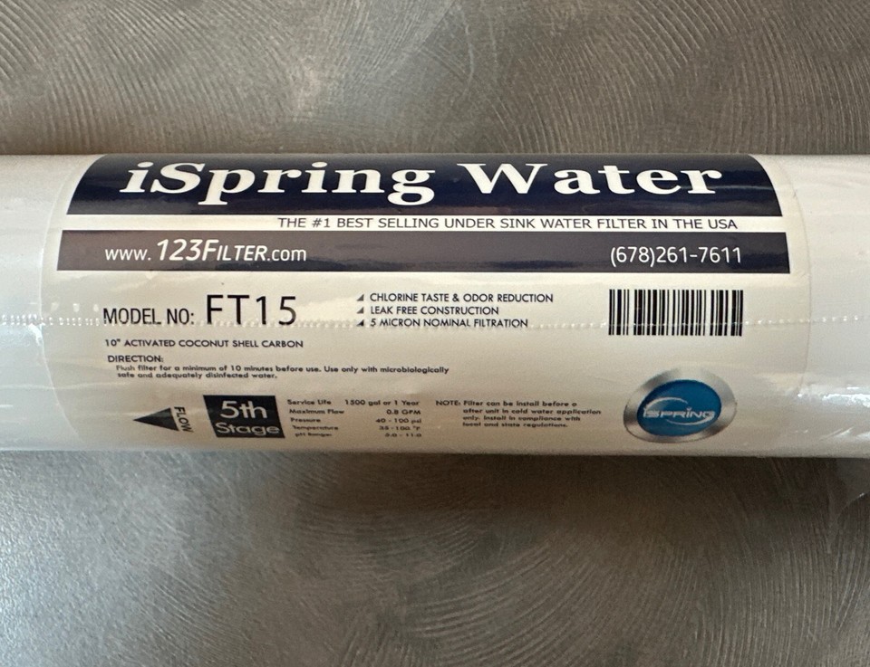 iSpring FT15 Inline Post Carbon Water Filter Replacement Cartridge 1/4 ...