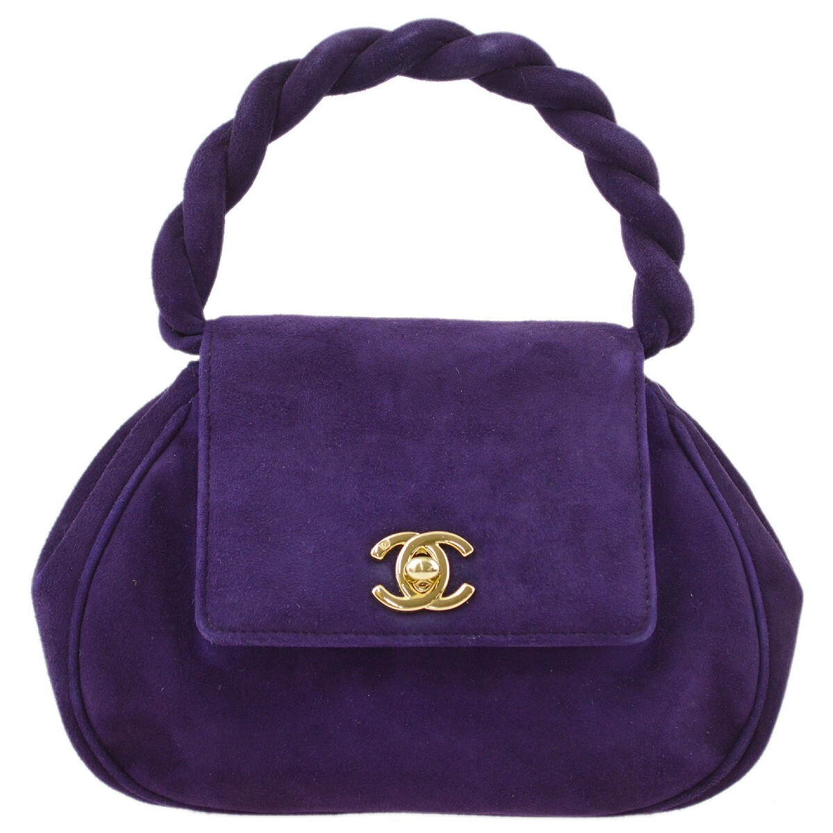 Chanel Purple Suede Handbag 132844 - Gem