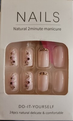 Do It Yourself Fake Nails Pack 💅 Pink Blingy Flora | eBay