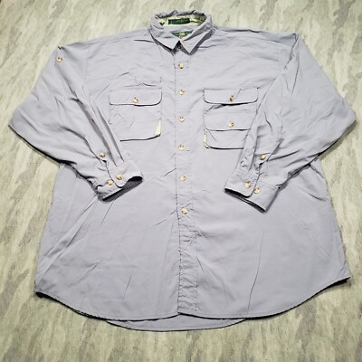 Orvis Shirt Mens XL Blue Long Roll Tab Sleeve Front Pockets Nylon ...