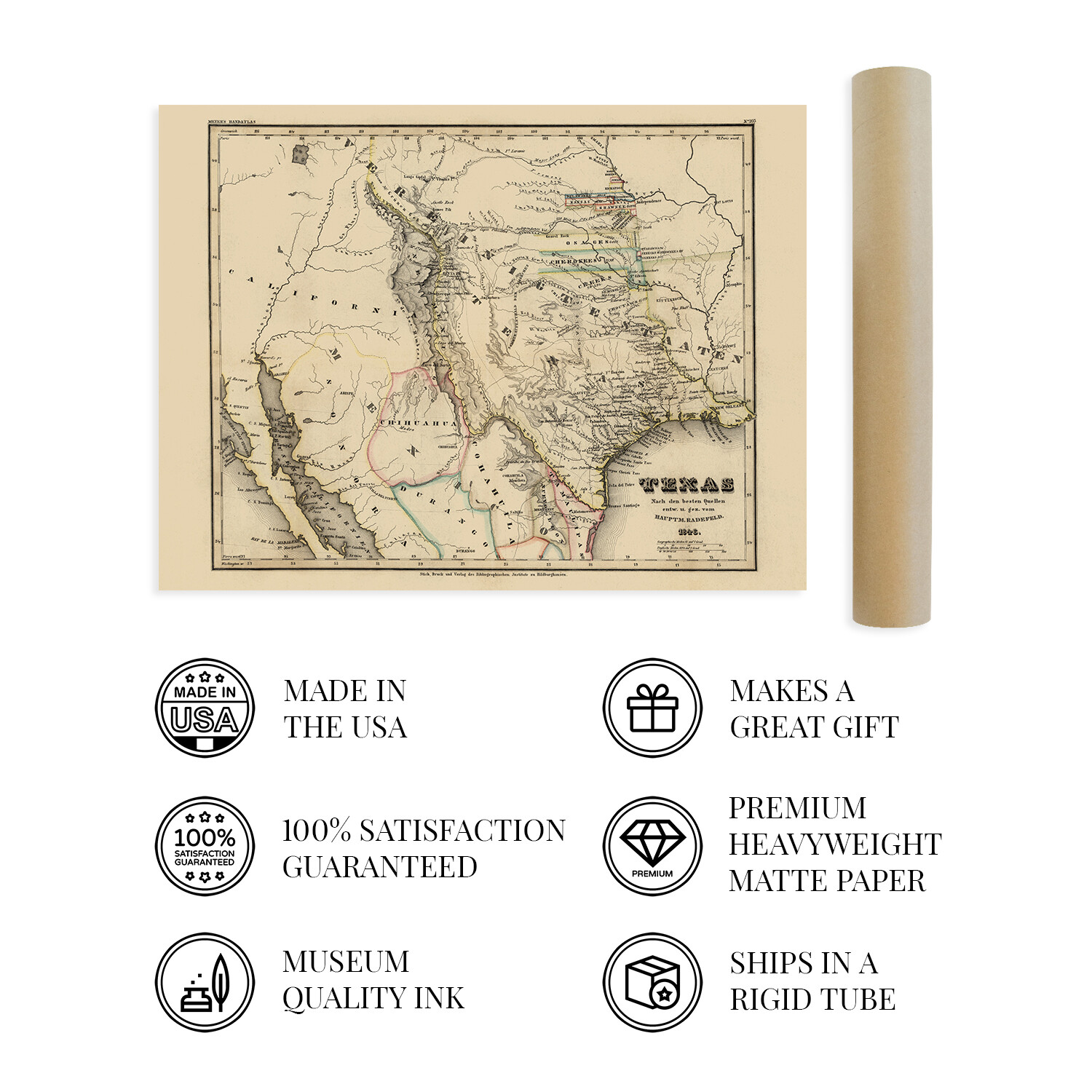 1846 Texas Map - Texas Vintage Map - History Map of Texas Wall Art ...