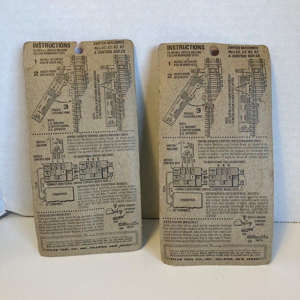 Atlas HO Scale Left #62 and Right #63 Manual Switch Machine | eBay