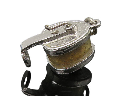 925 Sterling Silver Vintage Shiny Spinning Fishing Rod Reel Pendant ...