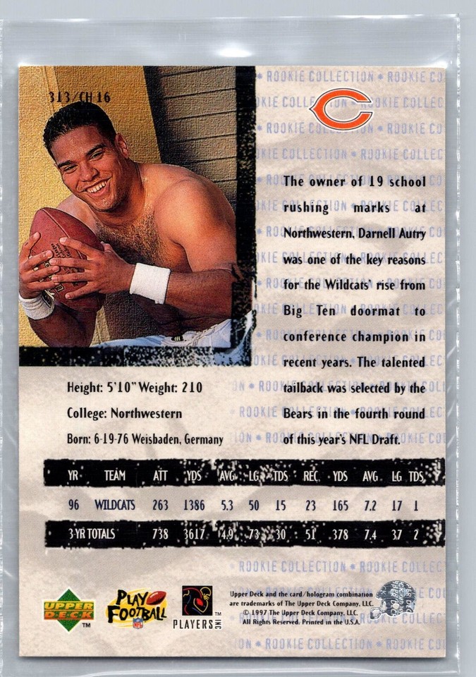 1997 Upper Deck ROOKIE COLLECTION Card # 313 Darnell Autry - Chicago ...