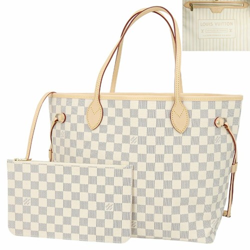 Louis Vuitton Neverfull MM Damier Azur Rose Beige Off White Gray Tote ...