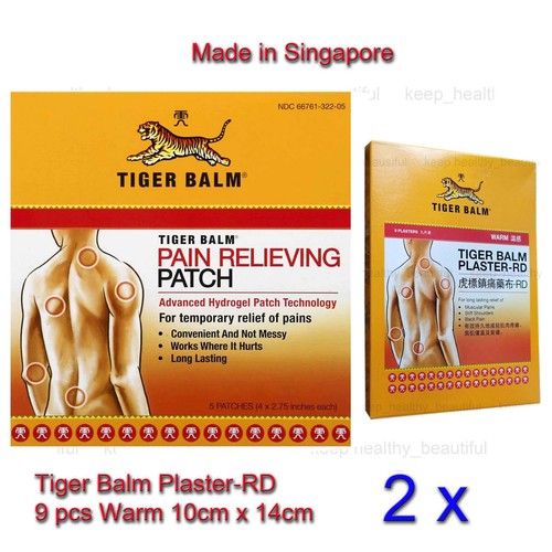 2 x Tiger Balm Plaster (Warm) Patches RD 9 pcs 10cm x 14cm Registered ...