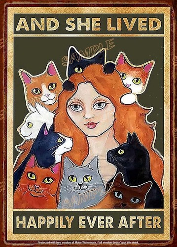 HAPPY CAT LADY Retro/ Vintage Tin Metal Sign Man Cave Home Décor Tin ...