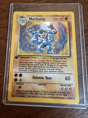 Pokémon TCG Base Set 1st Edition Machamp Holo Rare WOTC 8/102 Excellent ...