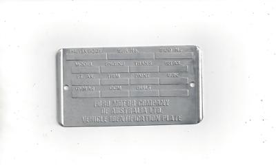 Australia Built Ford Data Plate Compliance tag Style 1 FPS-0123 | eBay