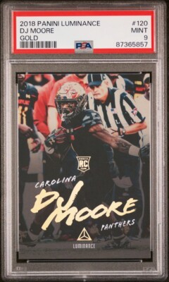 2018 Panini Luminance - Rookie Gold Luminance #120 D.J. Moore (RC) PSA ...