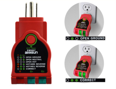 GFCI Electrical Outlet Tester Faulty Wall Plug Wire Finder 125V~60Hz ...