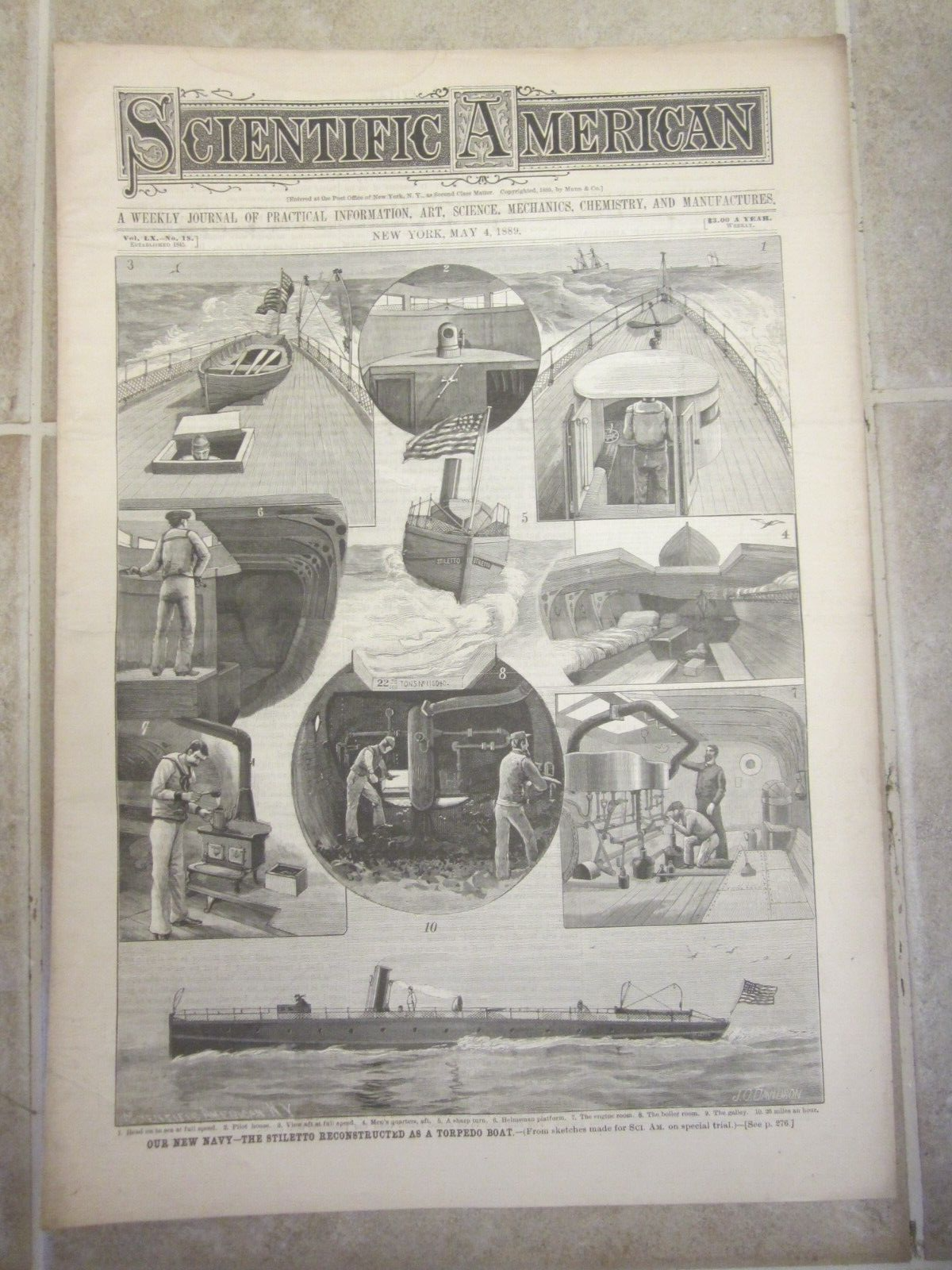 Scientific American Magazine May 4 1889 New Navy Stiletto Reconstructed ...