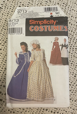 UNCUT FF Simplicity 9713 Colonial, Puritan, 18th & 19th Cent Costume 4 ...