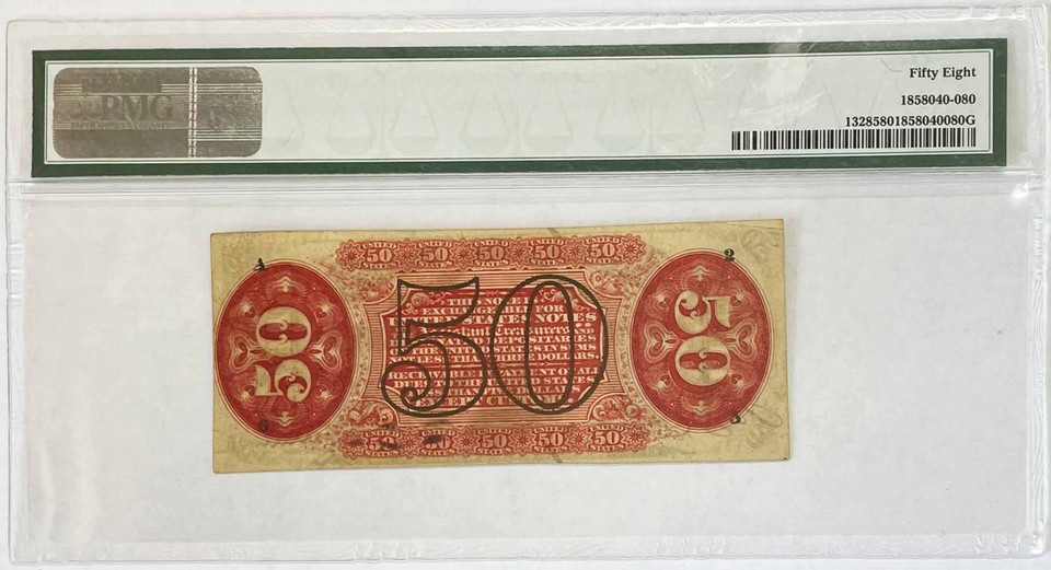 1864-1869 US 50 CENTS FRACTIONAL SPINNER NOTE FR#1328 PMG CHOICE UNC 58 ...