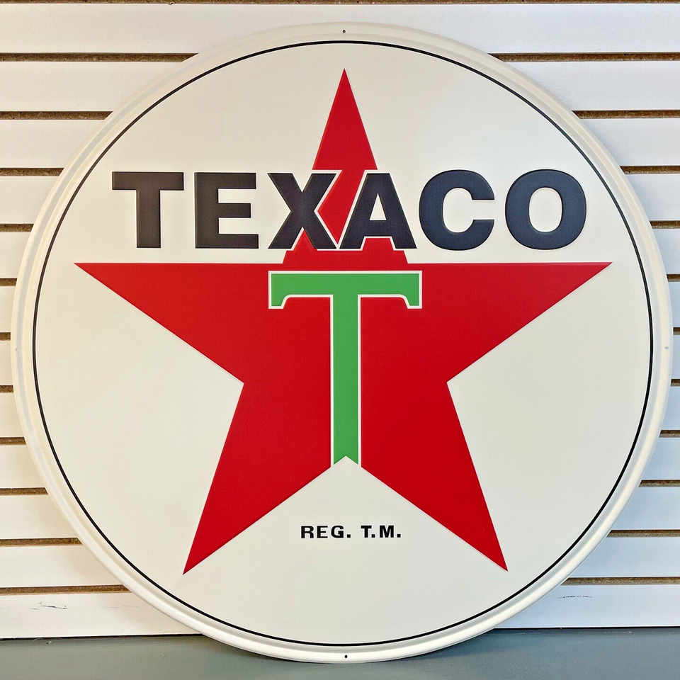 LARGE 36" Texaco Red Star Gasoline Gas & Oil Station Reproduction Metal ...