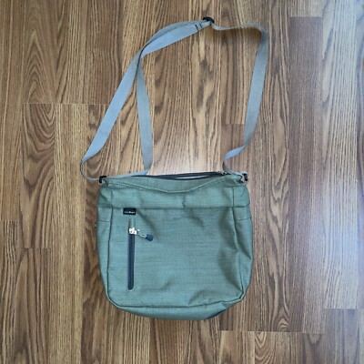 LL Bean Green Canvas Messenger Shoulder Cross Body Bag Satchel Purse ...