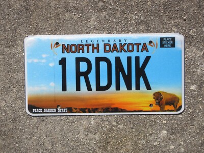 North Dakota 1 RD NK Vanity License Plate 1 RED NECK Buffalo ND Peace ...