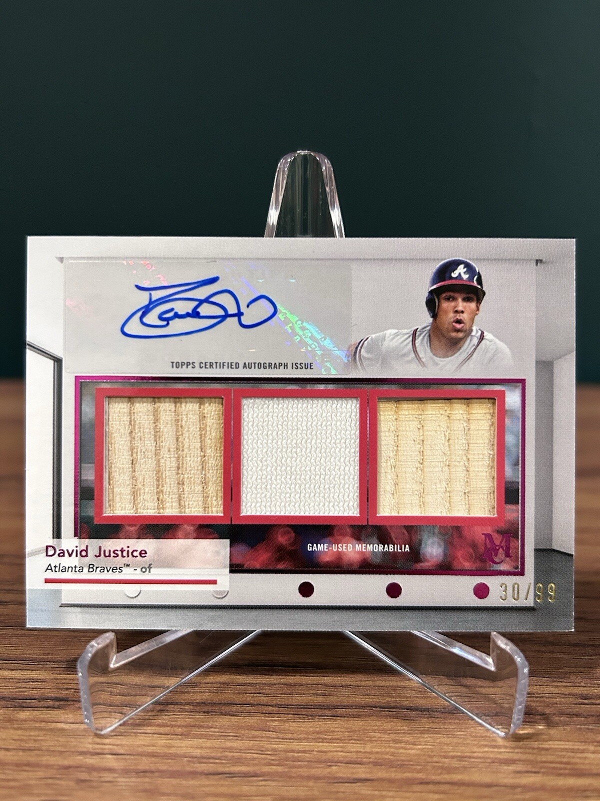 2024 Topps Museum Collection David Justice Triple Relic Auto /99 SWTRA ...