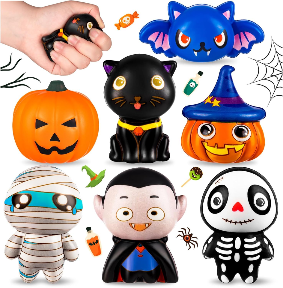 7 Pcs Halloween Squishies Toys Soft Slow Rising Squishies Toys Includes ...