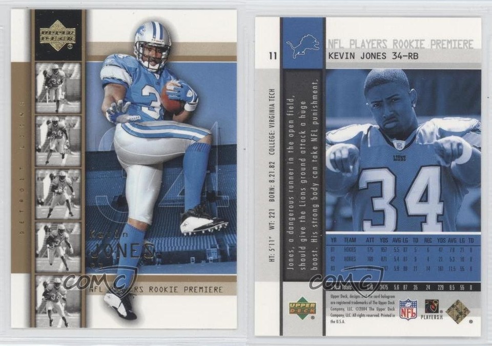 2004 Upper Deck NFL Players Rookie Premiere Gold Kevin Jones #11 RC 0t6 ...