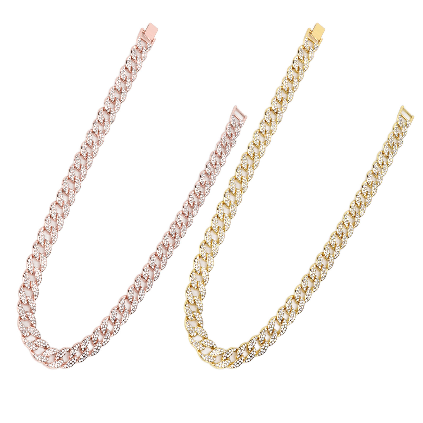 22in Cuban Necklace Alloy Diamond Link Chain Choker Stylish Neck ...