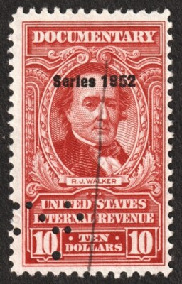 PAPER-GEM: scott#R609 US documentary revenue stamp 1952 overprint ...