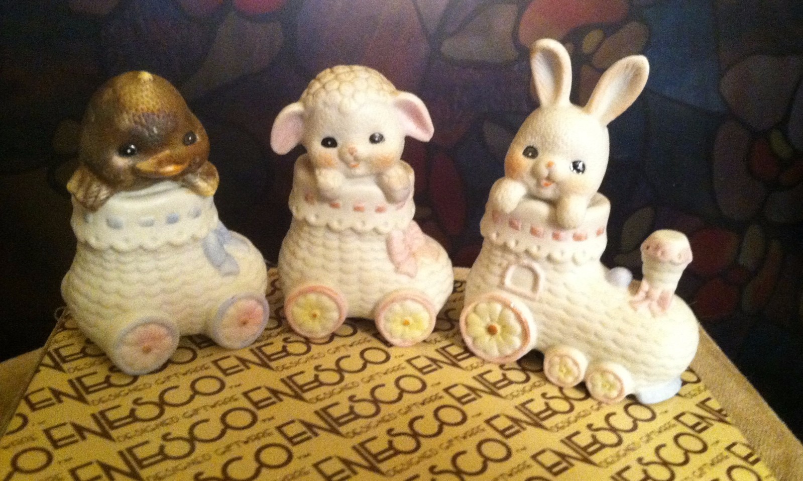 1987 Enesco Easter Train Set ~ Set of Three Bunny, Sheep, & Duck ...