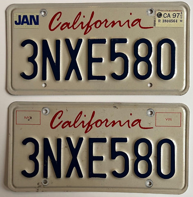 1997 California License Plate PAIR Plates Classic Lipstick legend | eBay