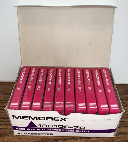 Lot Of 10 Memorex DBS 110 Vtg Blank Audio Tape Cassettes NEW Factory ...