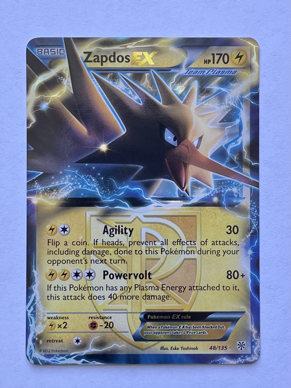 ZAPDOS EX 48/135 Plasma Storm Ultra Rare Holographic 2012 Pokemon TCG ...