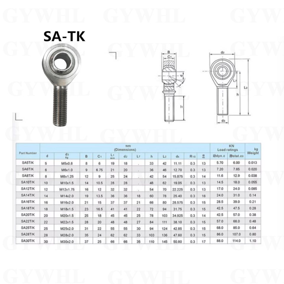 Right Male / Female Rod End , A4 Stainless Steel Bearing Rose Ball ...