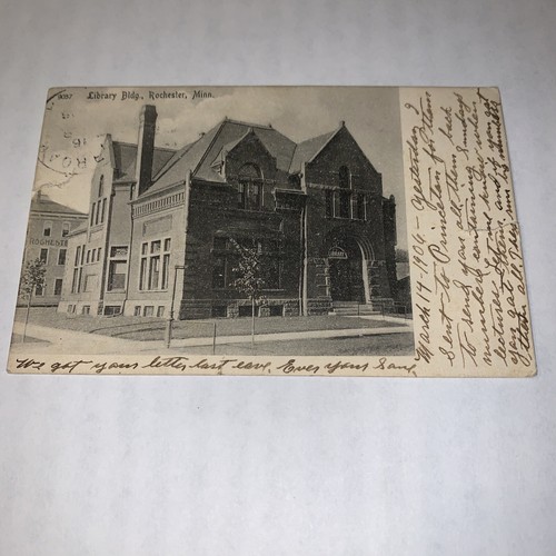 Vintage Postcard 1907? Library Building Rochester Minnesota Off Center ...